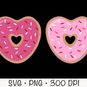 Heart Donuts SVG, Heart-shaped Donuts Clipart, Pink Donuts, PNG ...
