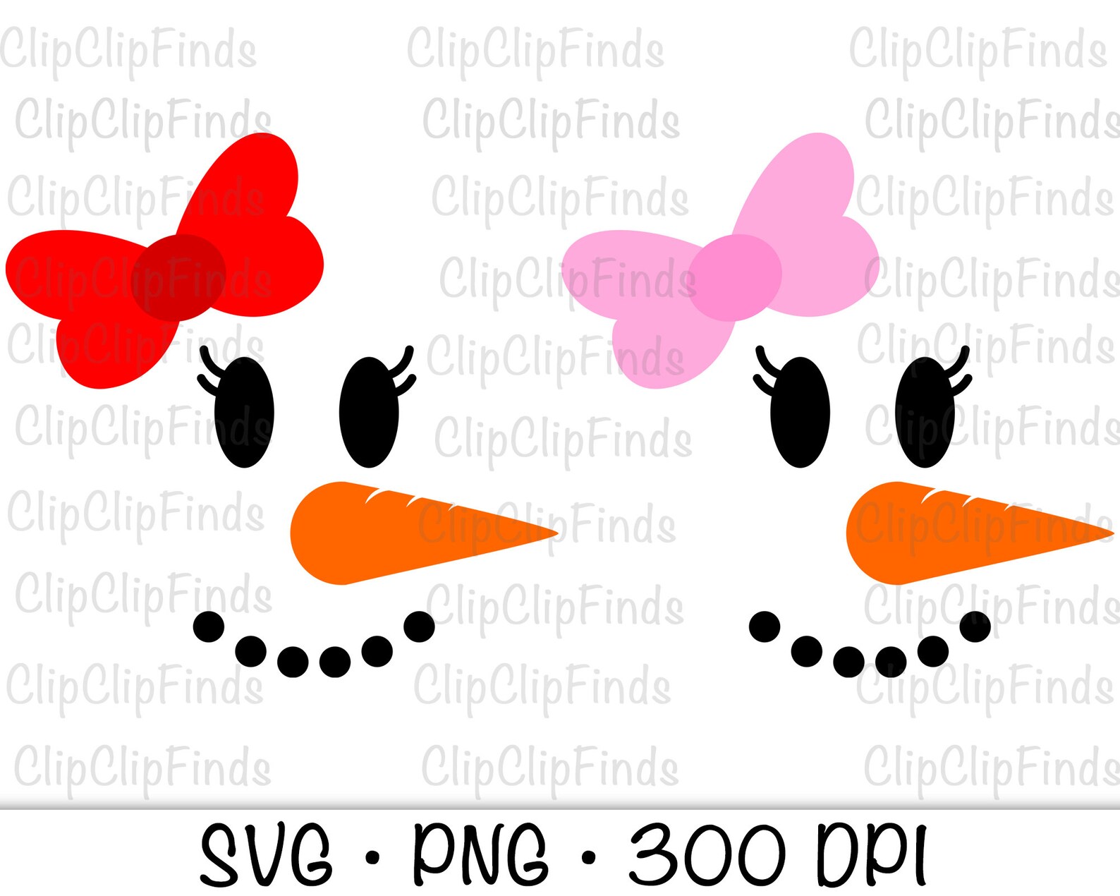 Snowgirl Face With Bow and Lashes SVG Vector Cut File and PNG - Etsy
