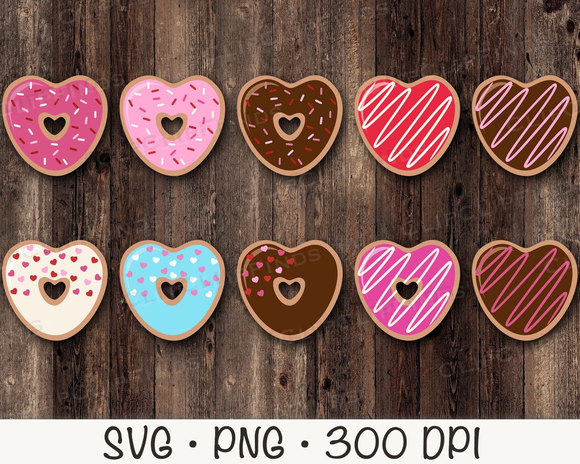 Heart Donuts SVG Heart Donuts PNG Clipart Heart Donuts - Etsy