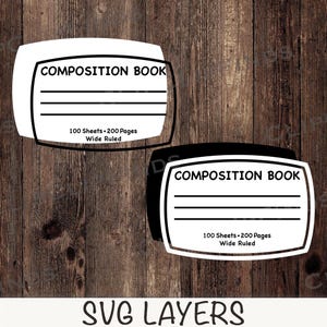 Composition Book Label SVG, Notebook Label PNG, Cover, School Supplies ...