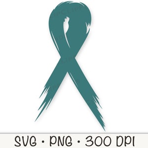 Sexual Assault Awareness Teal Distressed Brush Stroke Ribbon SVG Vector ...