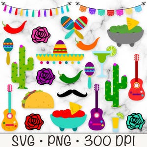Cinco De Mayo Clipart: Mexican Fiesta Graphics (SVG, PNG) - Etsy
