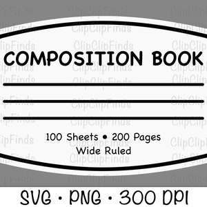 Composition Notebook Label SVG PNG Instant Digital Download - Etsy