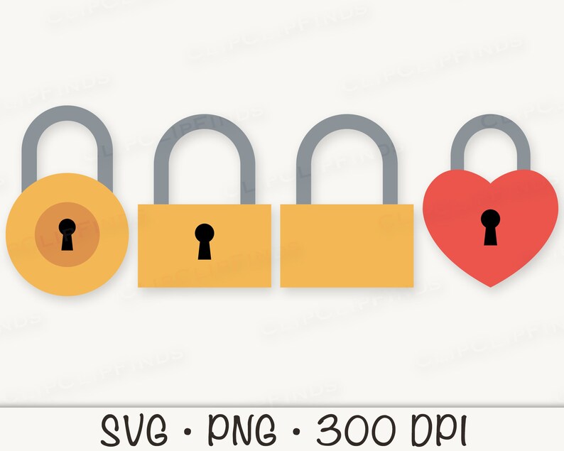 Lock SVG Clipart: Round, Heart, Square Locks (digital Download) - Etsy