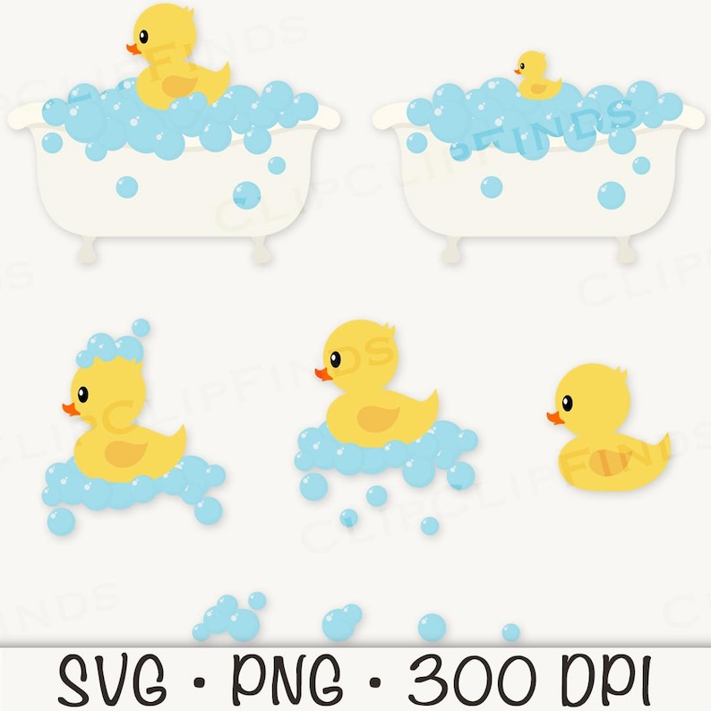 Rubber Ducky SVG, Rubber Duck in a Tub, Bubble Bath, Baby Duck PNG ...