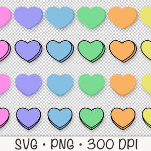 Blank Conversation Hearts SVG, Valentine's Day Candy Hearts, PNG ...