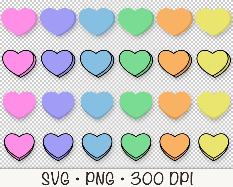 Blank Conversation Hearts SVG Valentine's Day Candy - Etsy