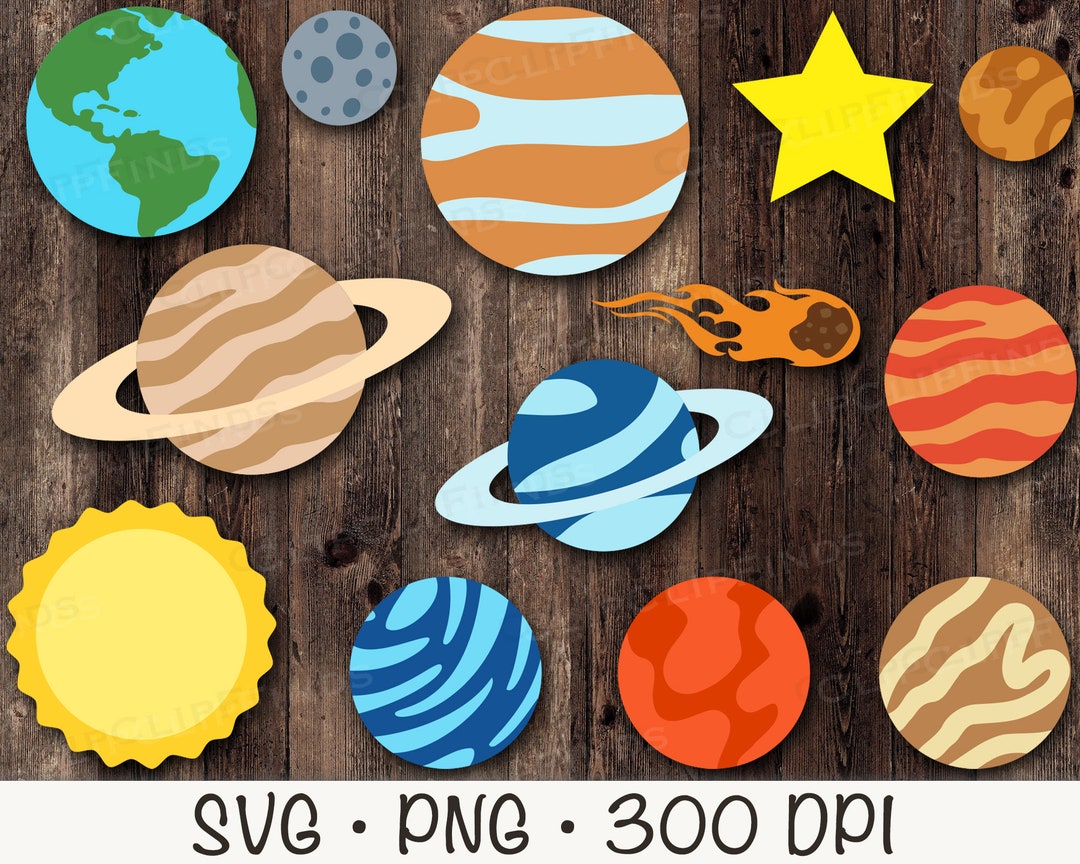 Planets SVG, Space PNG, Solar System Clipart, Instant Digital Download ...