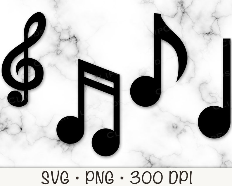 Musical Notes Clipart: SVG Vector Cut Files, PNG (digital Download ...