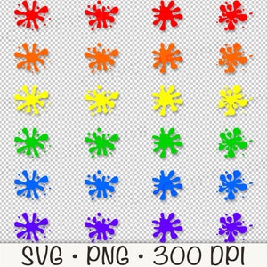 Paint Splatter SVG, Paint Splats PNG, Ink Splatter Clipart, Colorful ...