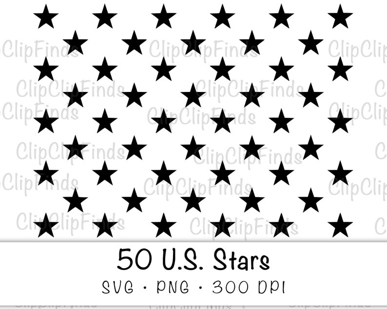 50 United States Stars SVG Vector Cut File and PNG Transparent - Etsy