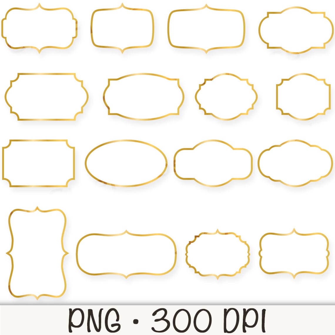 Gold and White Label Frames PNG, Digital Gold Label Graphics, Elegant ...