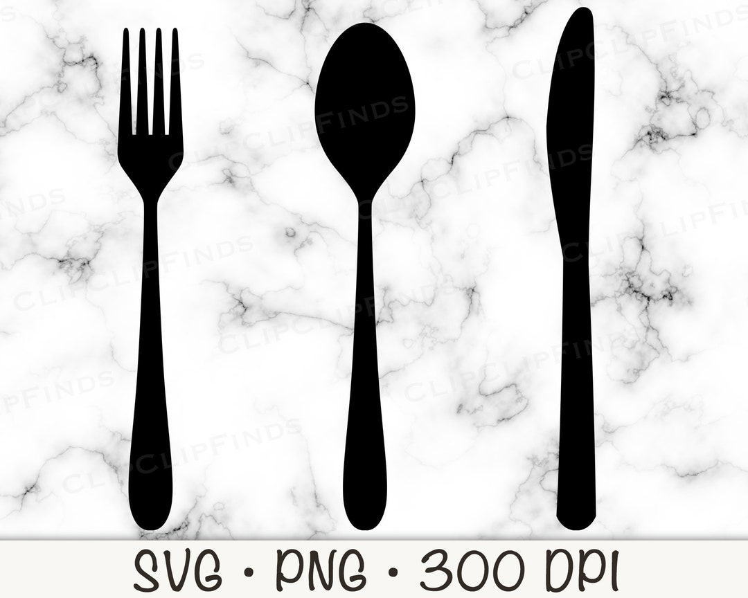 Silverware Utensils SVG: Fork, Spoon, Knife Clipart (digital Download ...