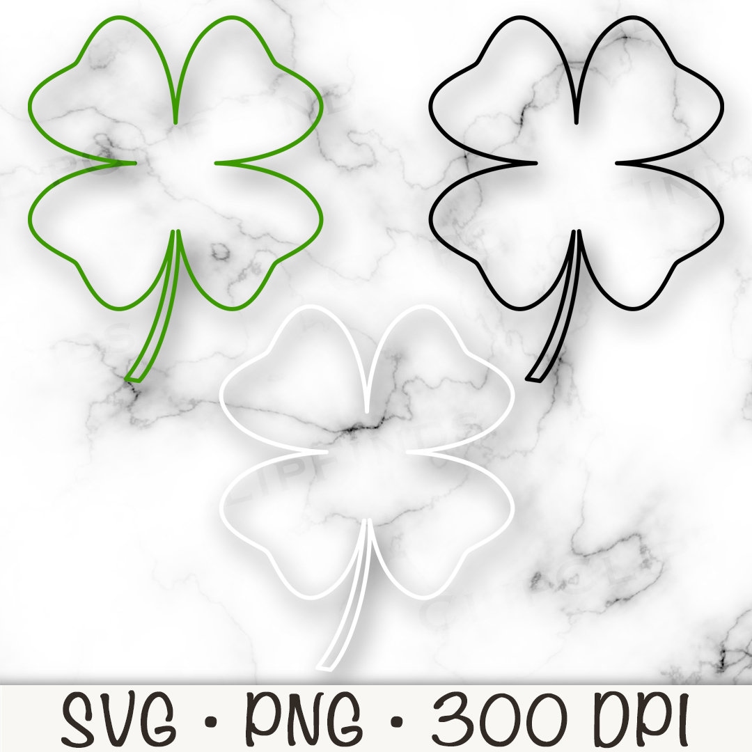 Klee Umriss SVG, Klee Umriss PNG, schwarz, weiß, grün, 4 Kleeblatt, St ...