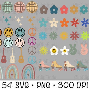 Groovy Hippie Bundle SVG PNG Clip Art Instant Digital - Etsy