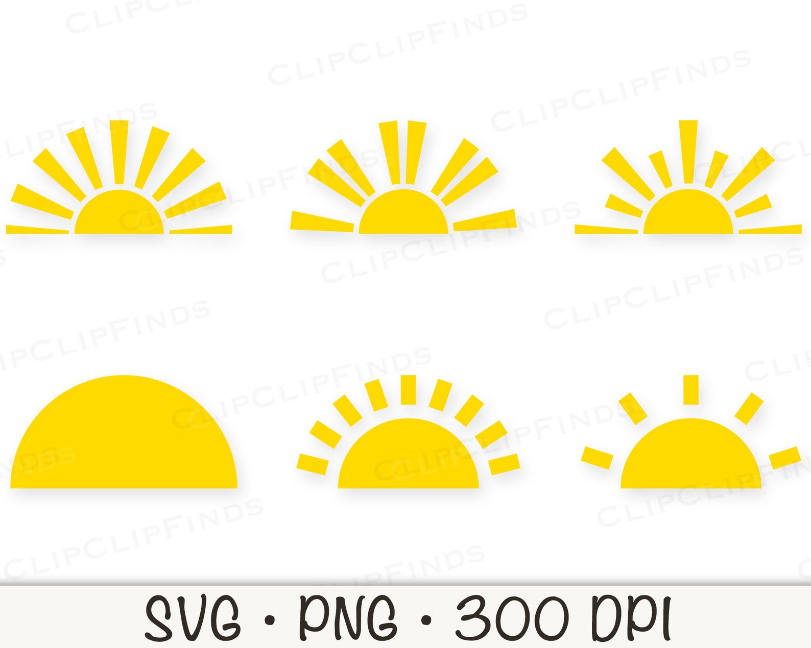 Sunshine Sun Sunset Sunrise Half Sun SVG PNG Clip Art - Etsy