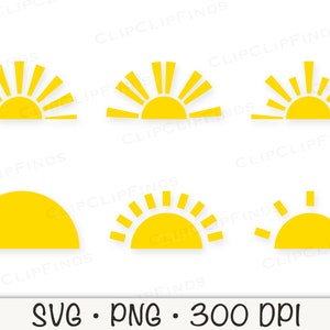 Sunshine, Sun, Sunset, Sunrise, Half Sun, SVG, PNG, Clip Art, Instant ...