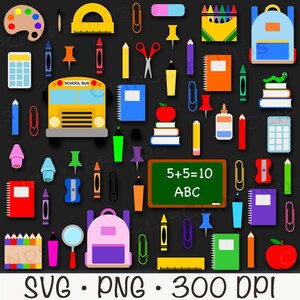 School Clipart, School Supplies SVG, Back to School, Art Supplies ...