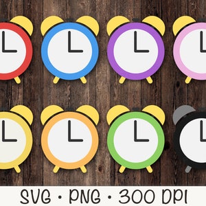 Alarm Clock Clip Art, Clock SVG, Clock PNG, Cute Colorful Clock ...