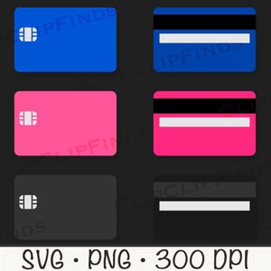 Credit Card SVG, Credit Card PNG, Credit Card Clipart, Blue, Pink and ...