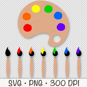 Paint Palette Clipart, Paint Brush, PNG, SVG, Colorful, School Supplies ...