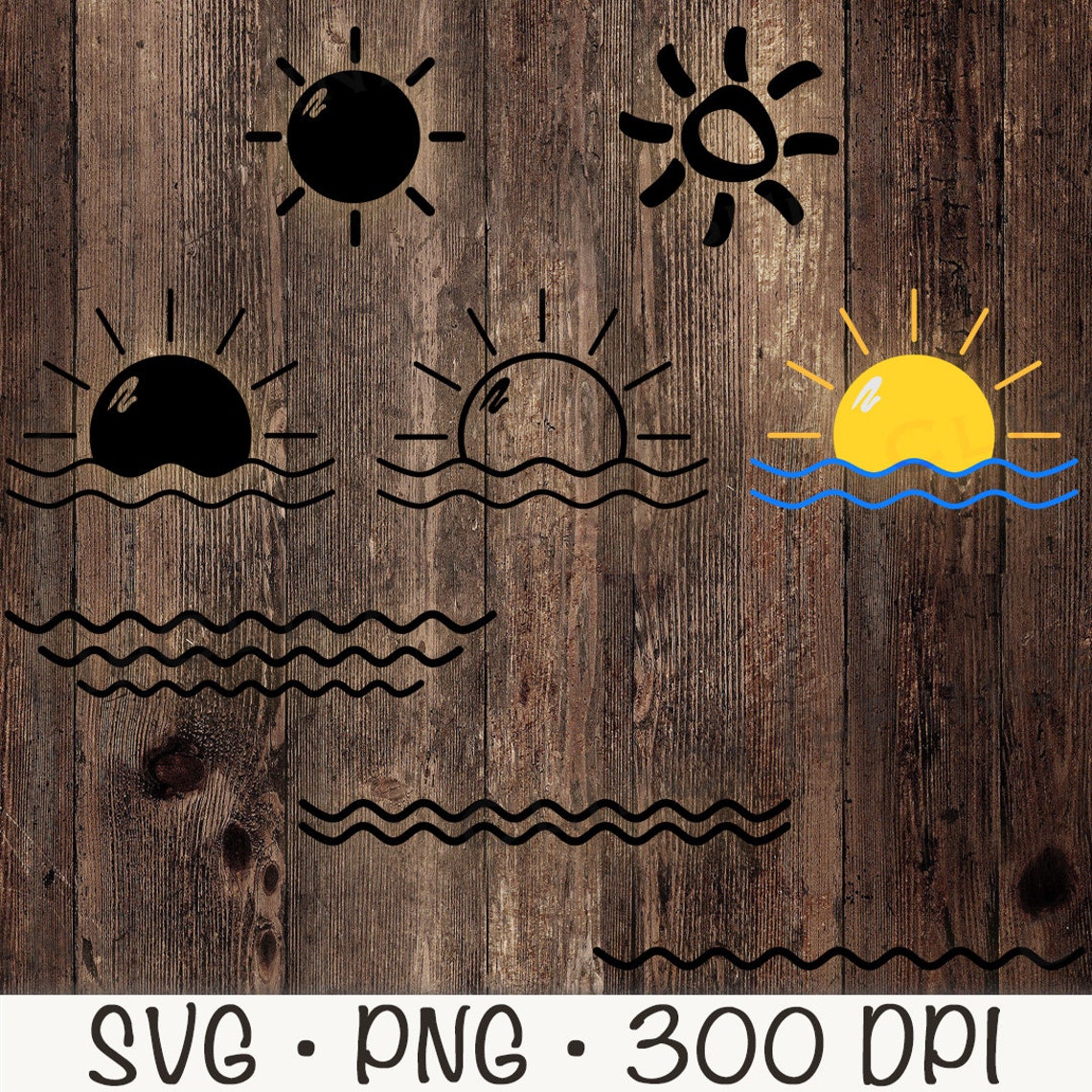 Sun and Waves SVG, Sunset SVG, Sun PNG, Waves Svg, Sunrise, Minimalist ...