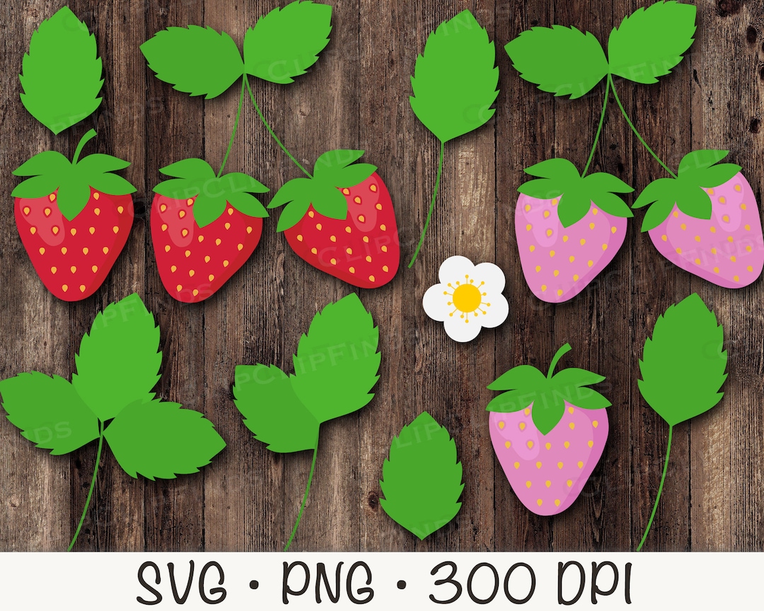 Strawberry SVG Strawberry PNG Clipart Pink Strawberries With - Etsy Canada