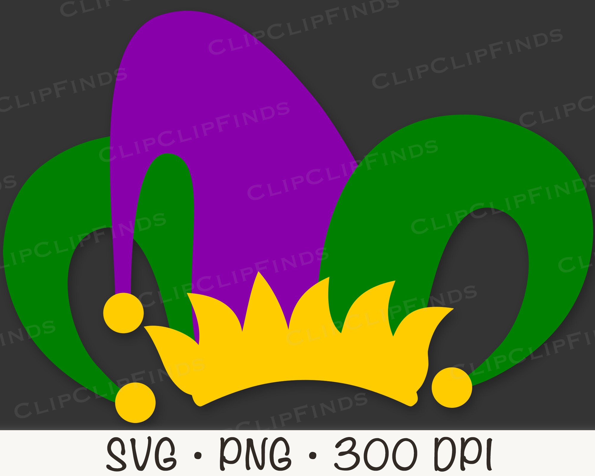 Mardi Gras Jester Hat SVG Vector Cut File and PNG Transparent - Etsy