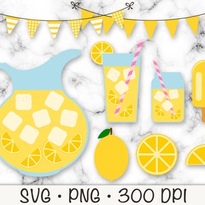 Lemonade Clip Art, Lemonade Bundle Pack, Lemon, SVG, PNG, Clip Art ...