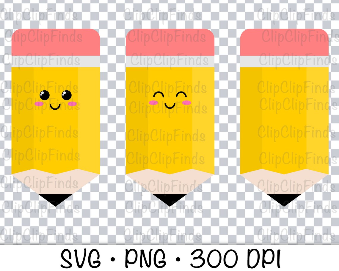 Kawaii Happy Pencil Pencil Cute School Teacher SVG PNG - Etsy