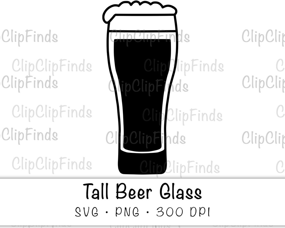 Tall Beer Glass SVG Vector Cut File and PNG Transparent - Etsy