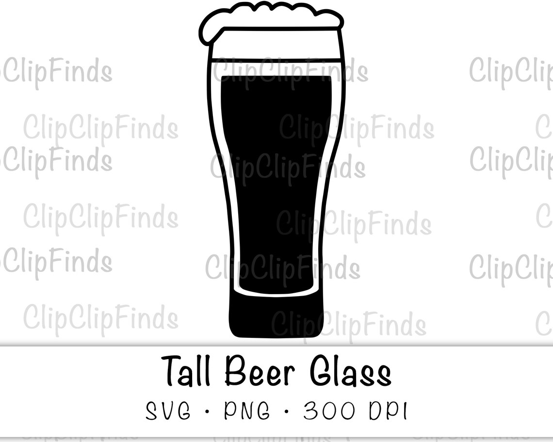 Tall Beer Glass SVG Vector Cut File and PNG Transparent | Etsy