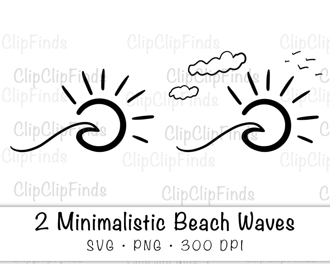 Minimalistic Summer Beach Wave Sun Doodle SVG Vector Cut File - Etsy
