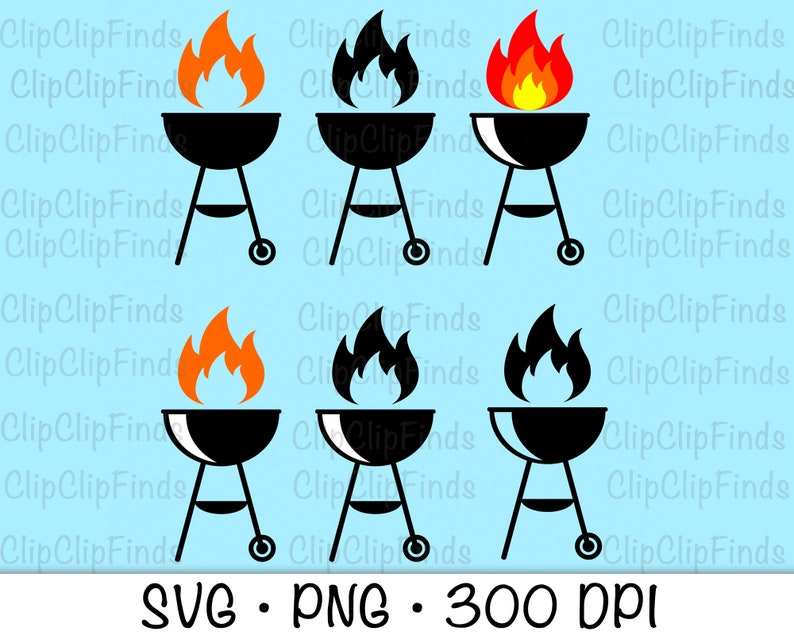 BBQ Grill With Flame Grill Master Summer Cookout SVG PNG - Etsy