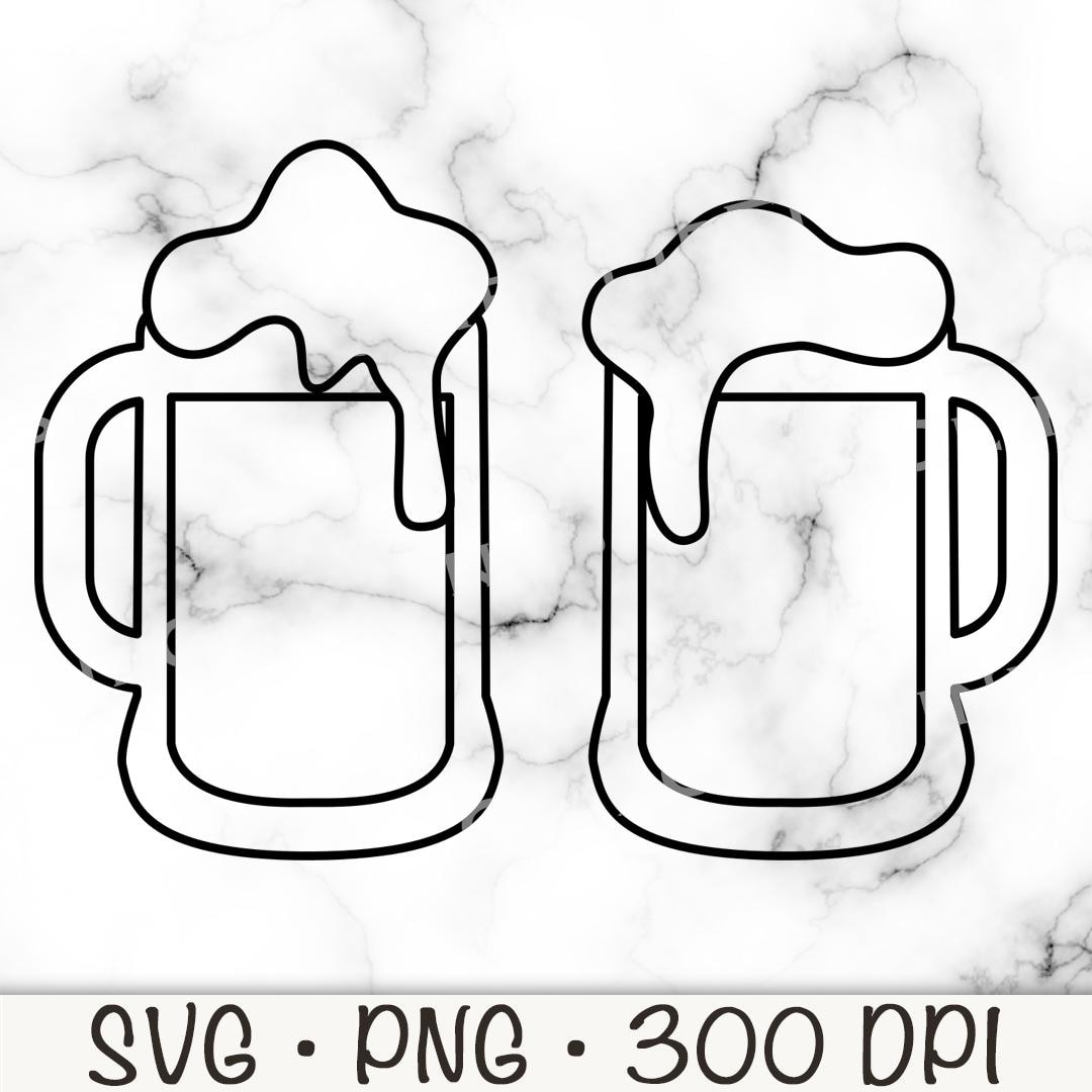 Beer Mug Outline SVG, Beer SVG, Beer PNG, Cheers, Dripping Foam, Vector ...