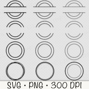 Circle Frame SVG Bundle Pack, Circle Monogram PNG, Double Circle Frame ...