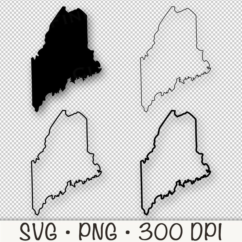 Maine Map SVG, State of Maine PNG, Maine Map Silhouette, Maine Map ...