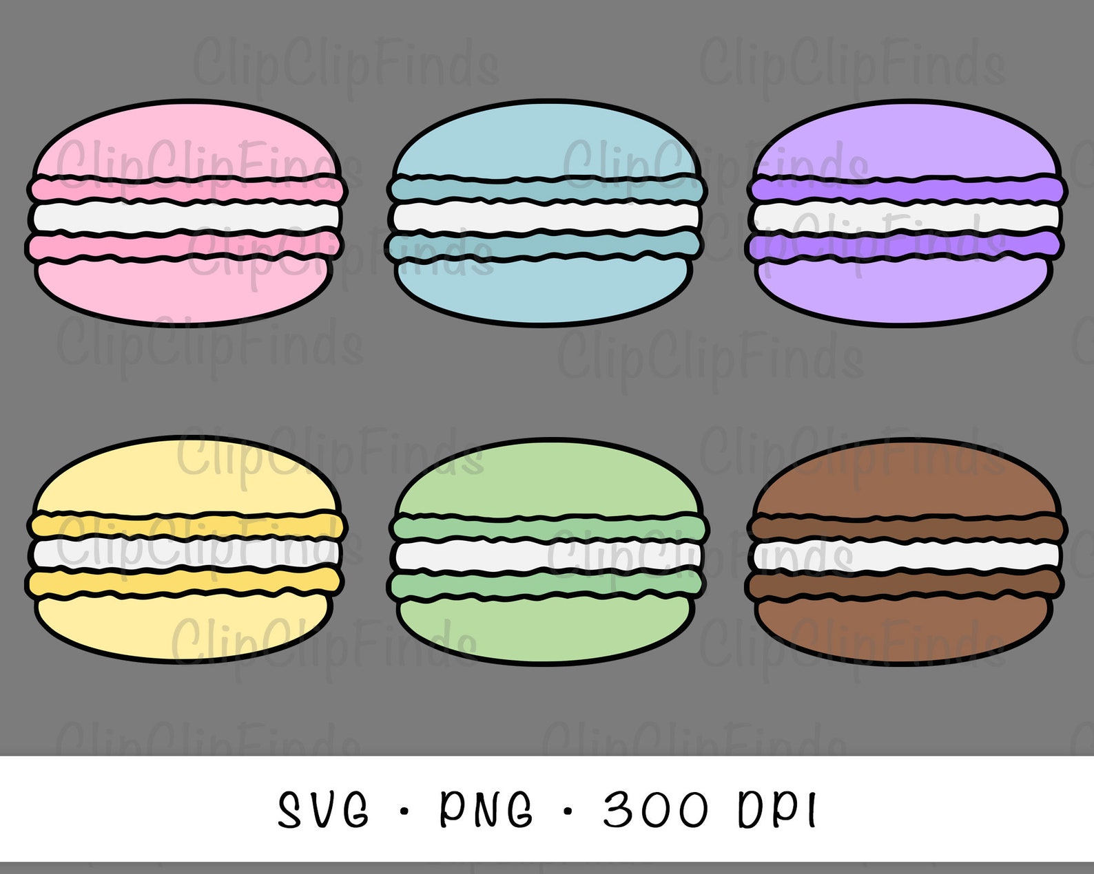 French Macaron Black Outline Cookies SVG Vector Cut File and | Etsy