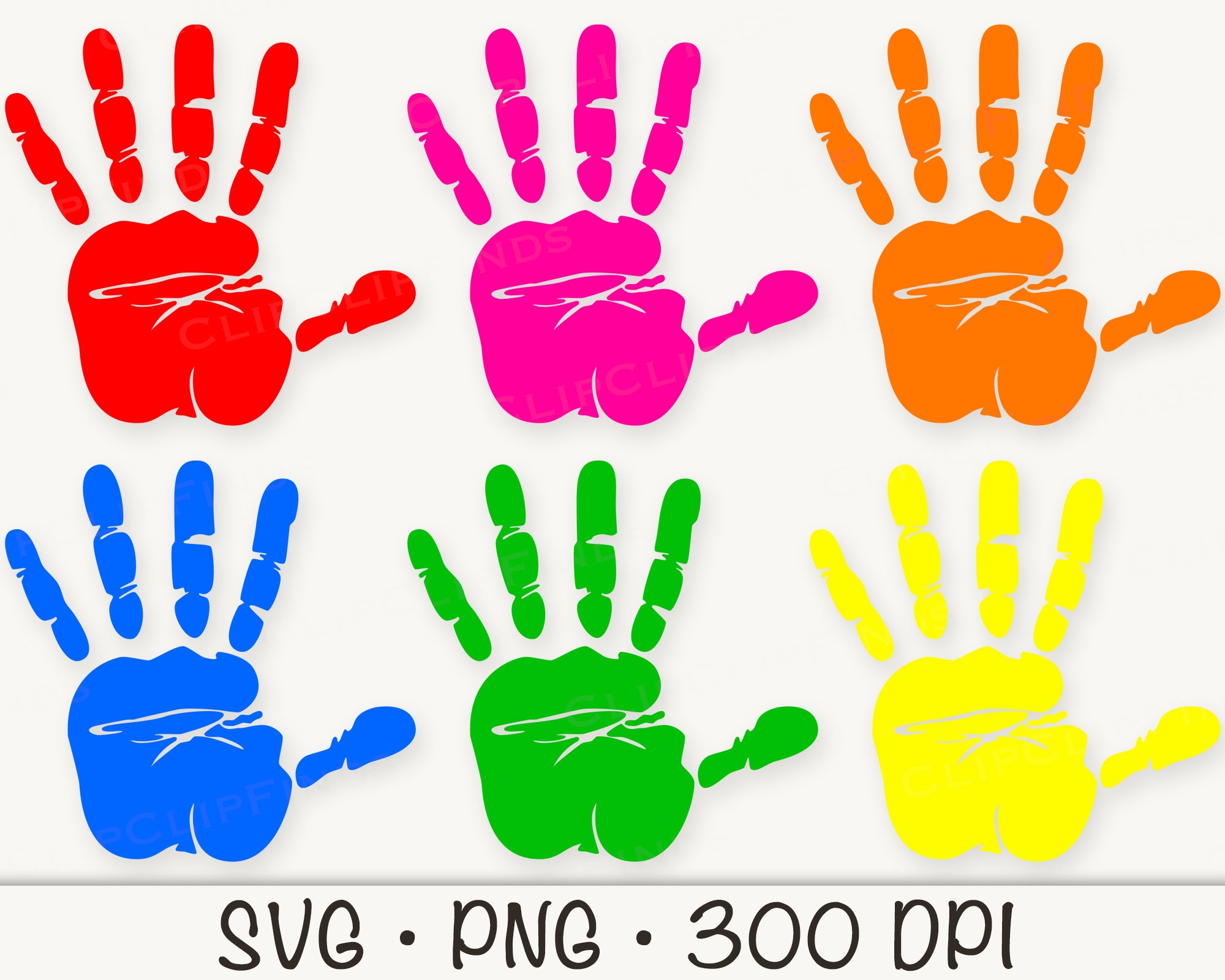 Hand Print SVG Colorful Handprint Bundle Pack PNG Painted - Etsy UK