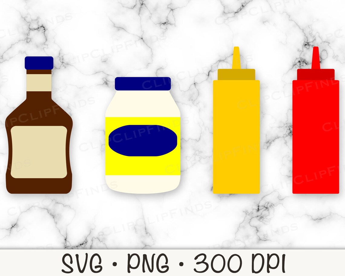 Ketchup, Mustard, Mayonnaise Bbq Sauce, Bbq Condiments, SVG, PNG, Clip ...