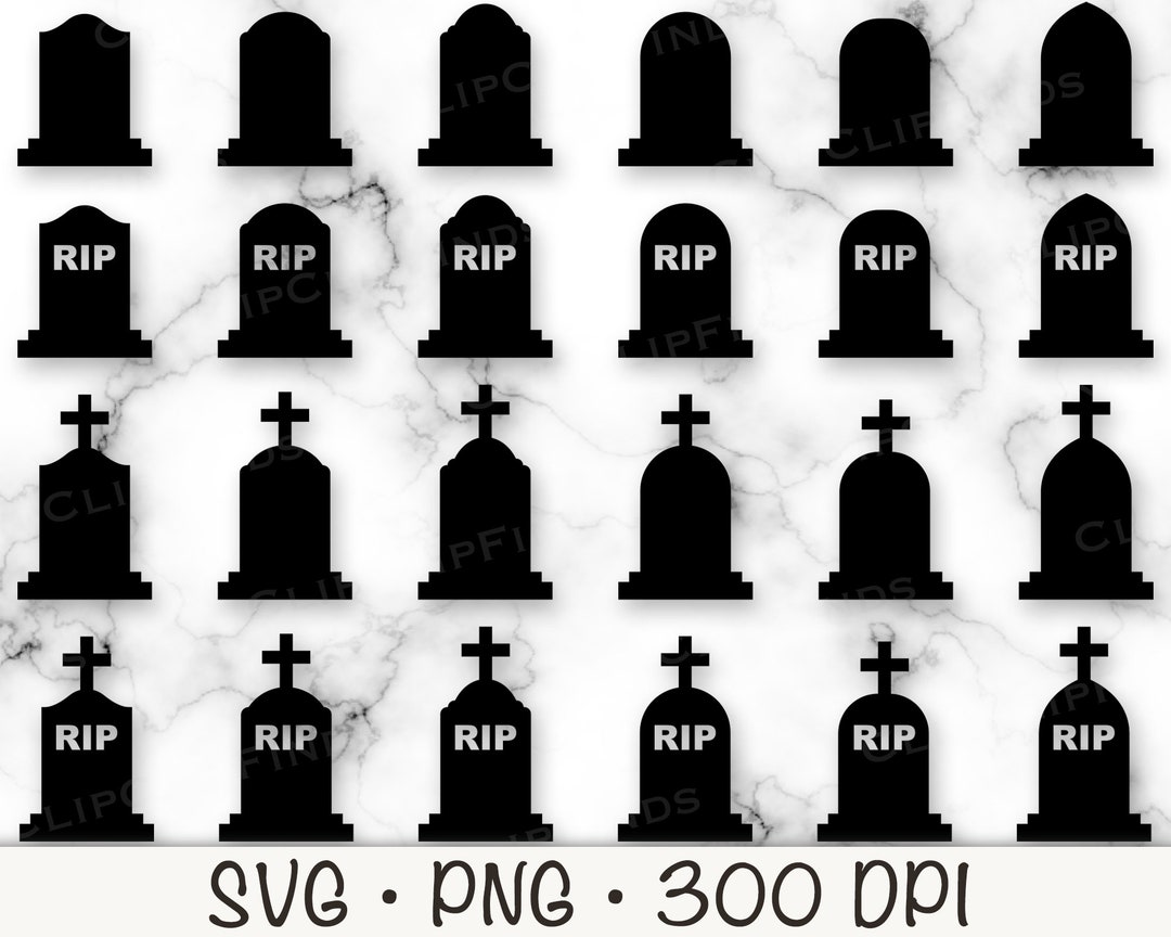 RIP Tombstone Halloween Black Gravestone Bundle With and Without Cross ...