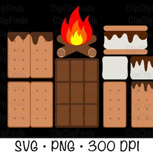 Smores, S'mores, Smores Clipart Bundle, Marshmallow, Graham Crackers ...