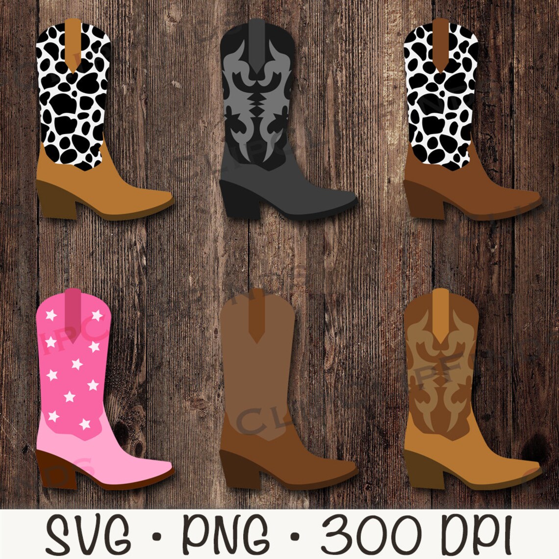 Cowboy Boots SVG, Cowboy Boots Clipart, Cowgirl Boots PNG, Cow Pattern ...