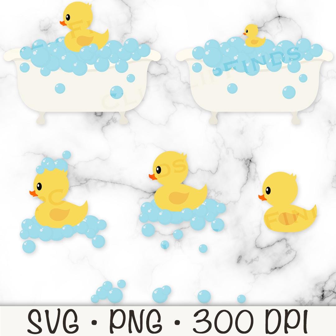 Rubber Ducky SVG, Rubber Duck in a Tub, Bubble Bath, Baby Duck PNG ...