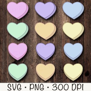 Blank Conversation Hearts SVG, Valentine's Day Candy Hearts, PNG ...
