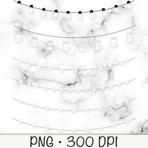 String Lights Clipart, White String Lights PNG, Wedding, Mason Jar ...