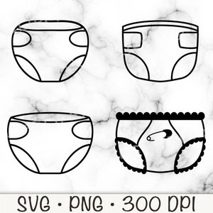 Diaper Outline SVG, Diaper PNG, Diaper Clipart, Baby Diaper Graphics Bundle, Diaper SVG, Digital ...