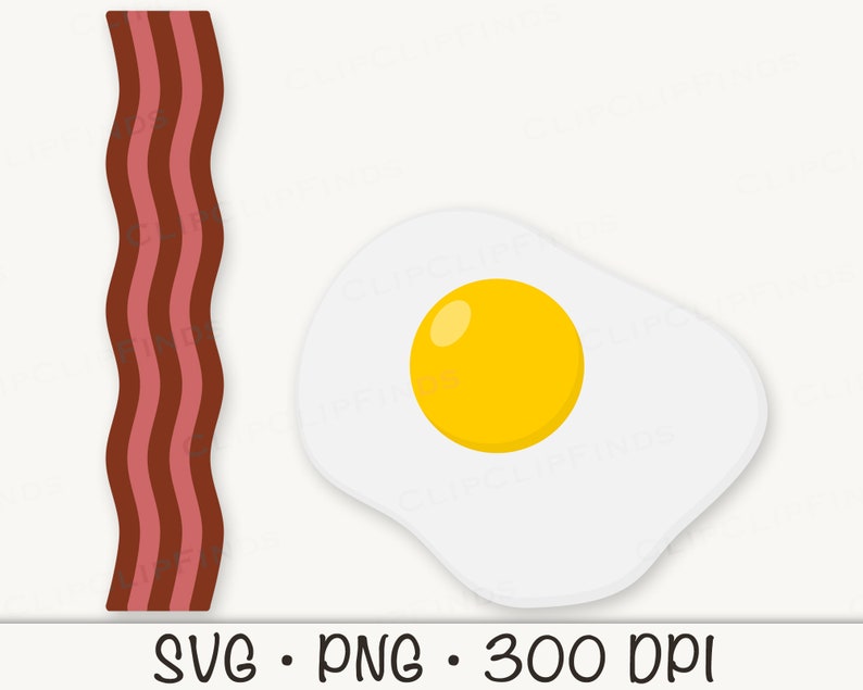 Bacon and Egg Clipart: Breakfast Food SVG, PNG (digital Download) - Etsy