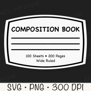 Composition Notebook Label, SVG, PNG, Instant Digital Download - Etsy