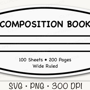 Composition Notebook Label, SVG, PNG, Instant Digital Download - Etsy